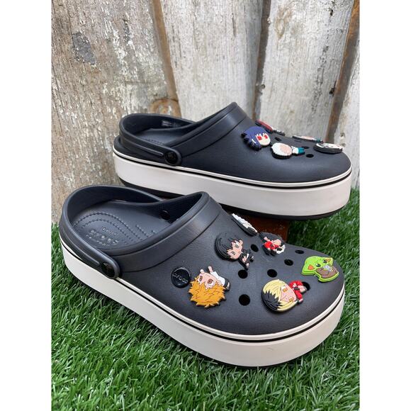 CROCS | Shoes | Crocs Black Crocband Platform W Assorted Anime Charms ...